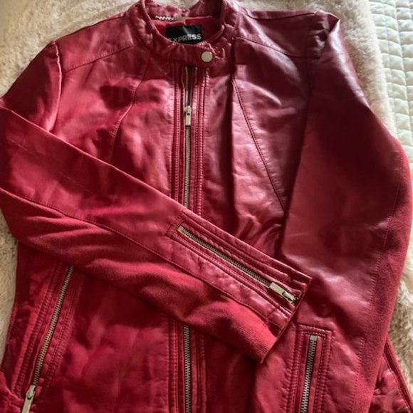 Express | Jackets & Coats | Express Red Leather Jacket | Poshmark